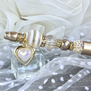 Ivory Beaded Gold Wedding Guest Book Pen, Sign in Table Pen, Fancy ...