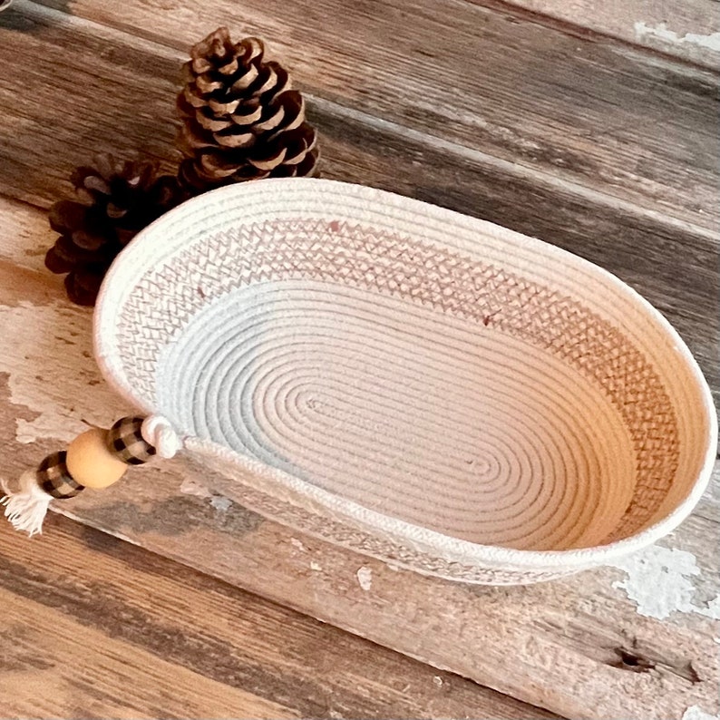 Small Oval Cotton Rope Bowl Coiled Rope Key Dish Entryway - Etsy