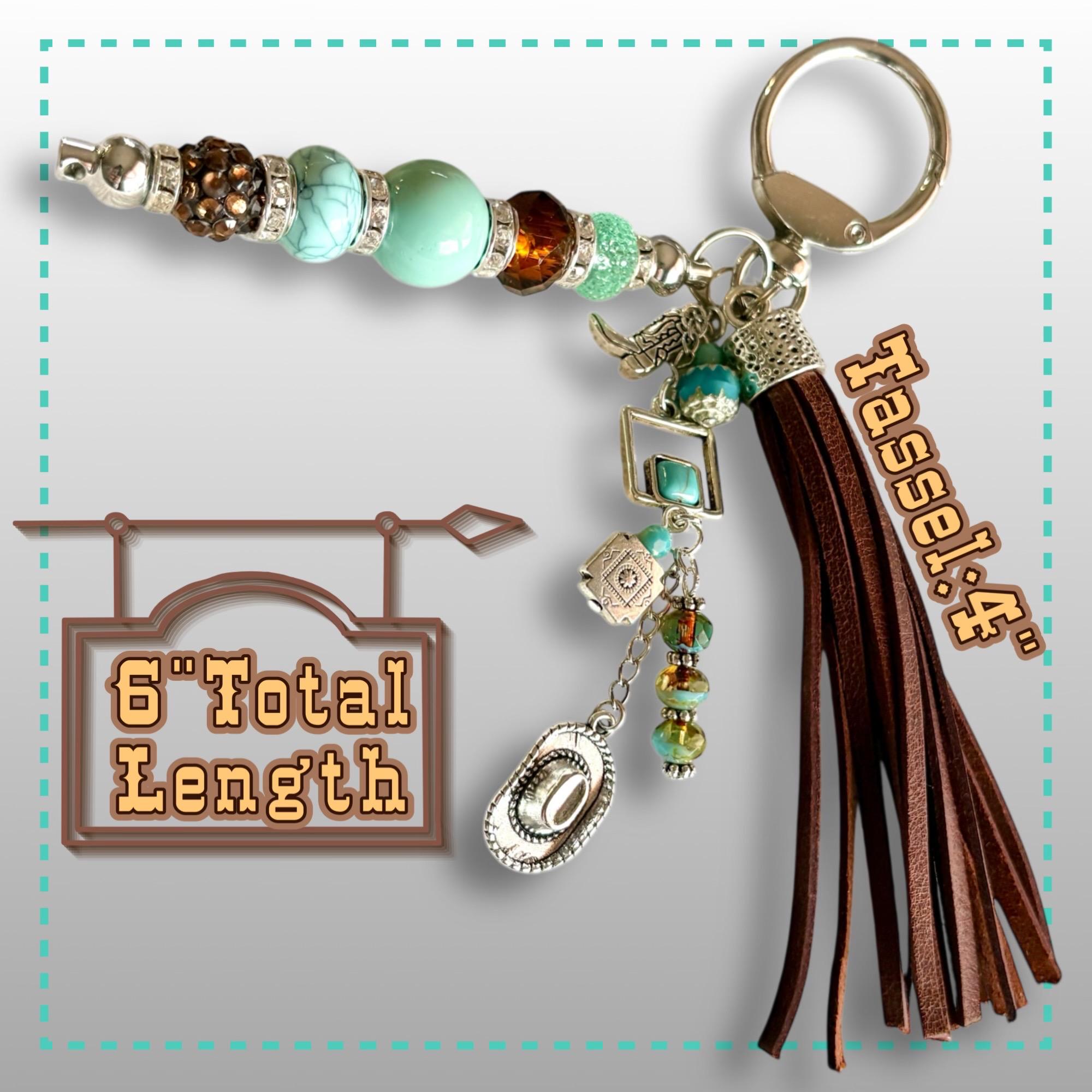 Western Silver Bag Charm, Cowgirl Silver Turquoise Keychain - Etsy