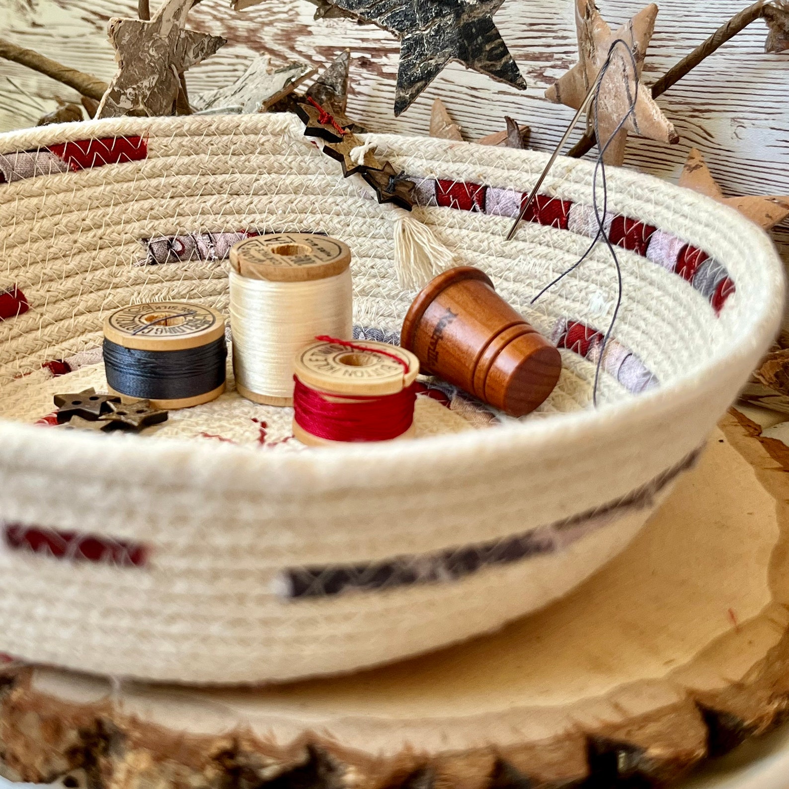 Red White Blue Rope Bowl Americana Decor July 4th Basket - Etsy
