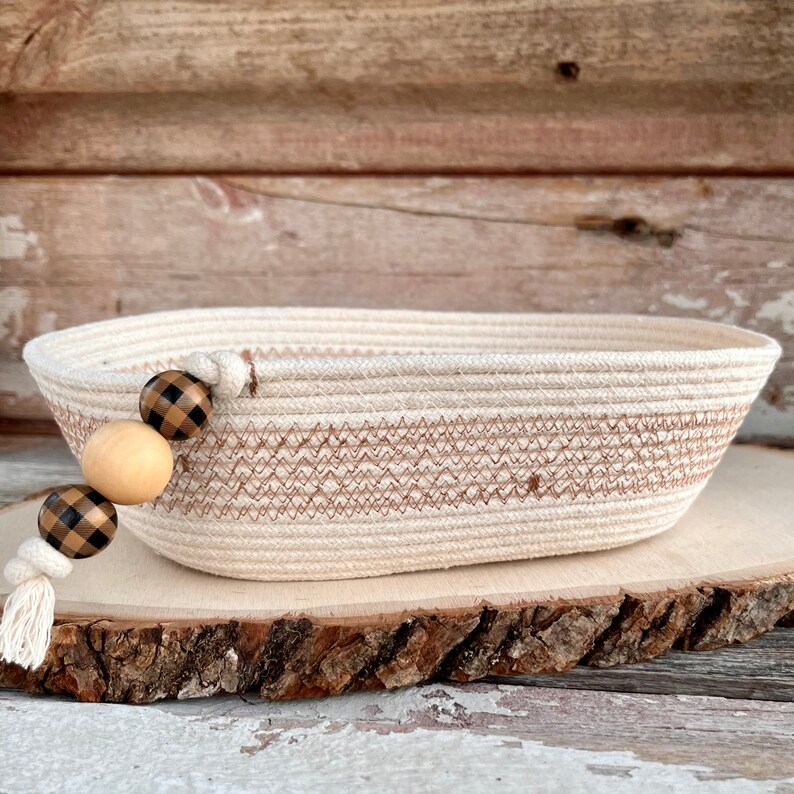 Small Oval Cotton Rope Bowl Coiled Rope Key Dish Entryway - Etsy