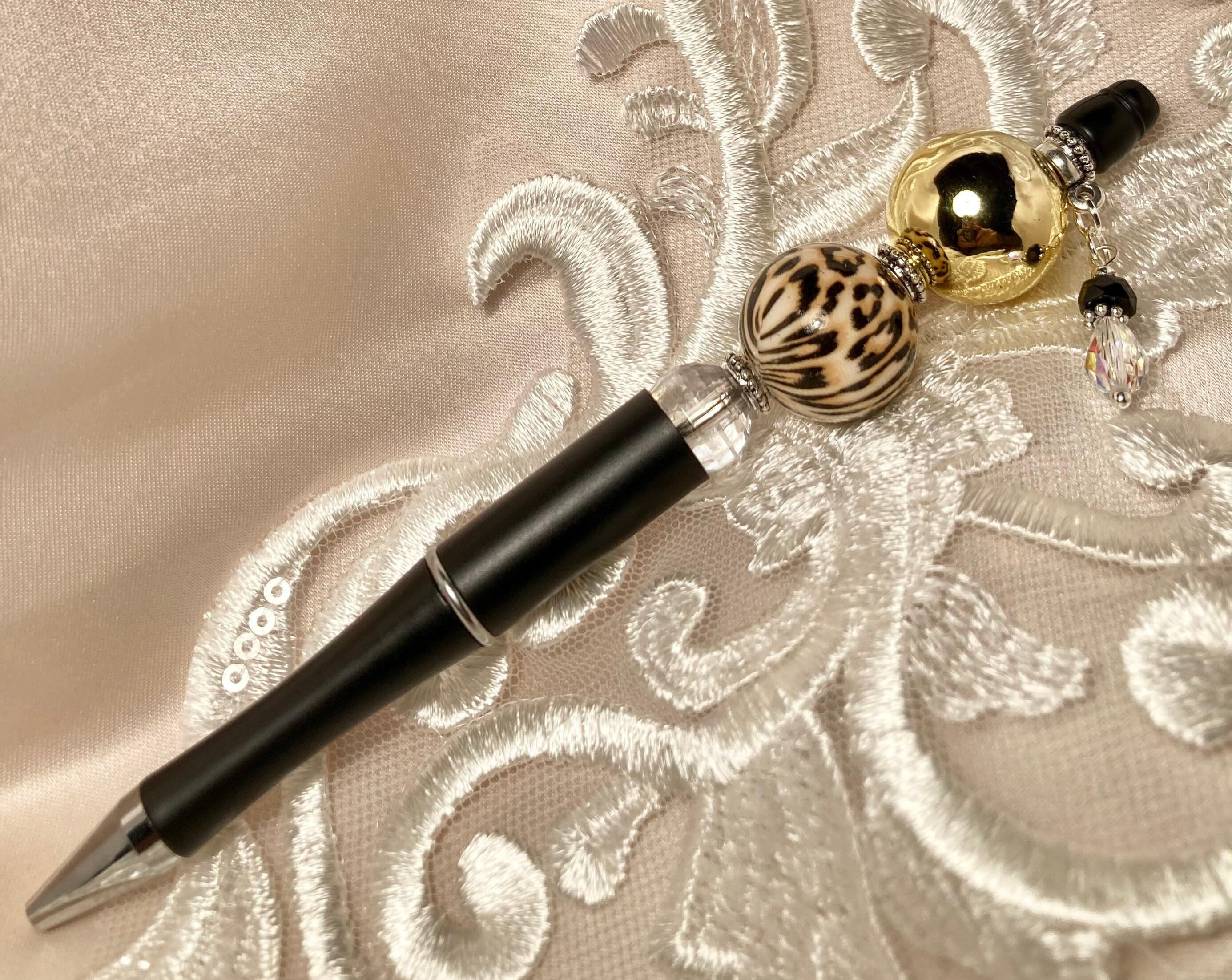 Wedding Guest Book Pen Journaling Pen Black and Gold Beaded Gift Pen ...