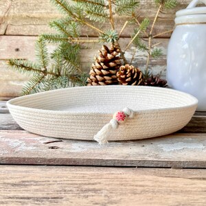 Round Rope Basket Tray, Christmas Card Display, Holiday Centerpiece ...