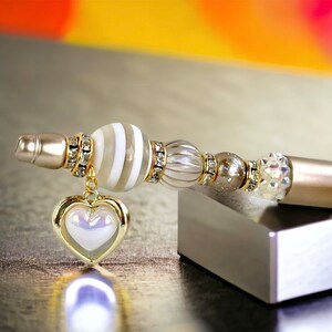 Ivory Beaded Gold Wedding Guest Book Pen, Sign in Table Pen, Fancy ...