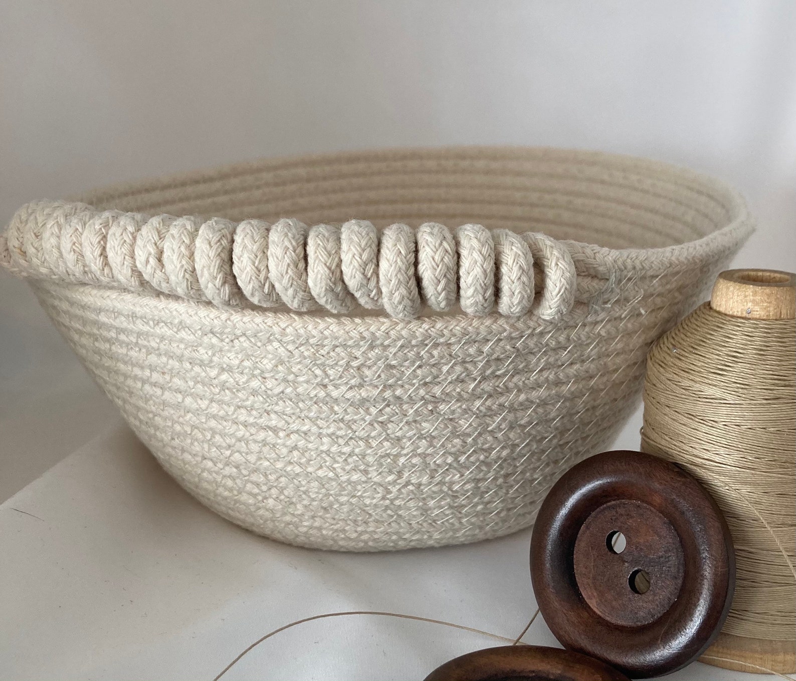 Small Rope Basket Catch All Key Basket Change Bowl - Etsy