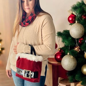 Christmas Purse, Santa Handbag, Festive Holiday Small Tote - Etsy