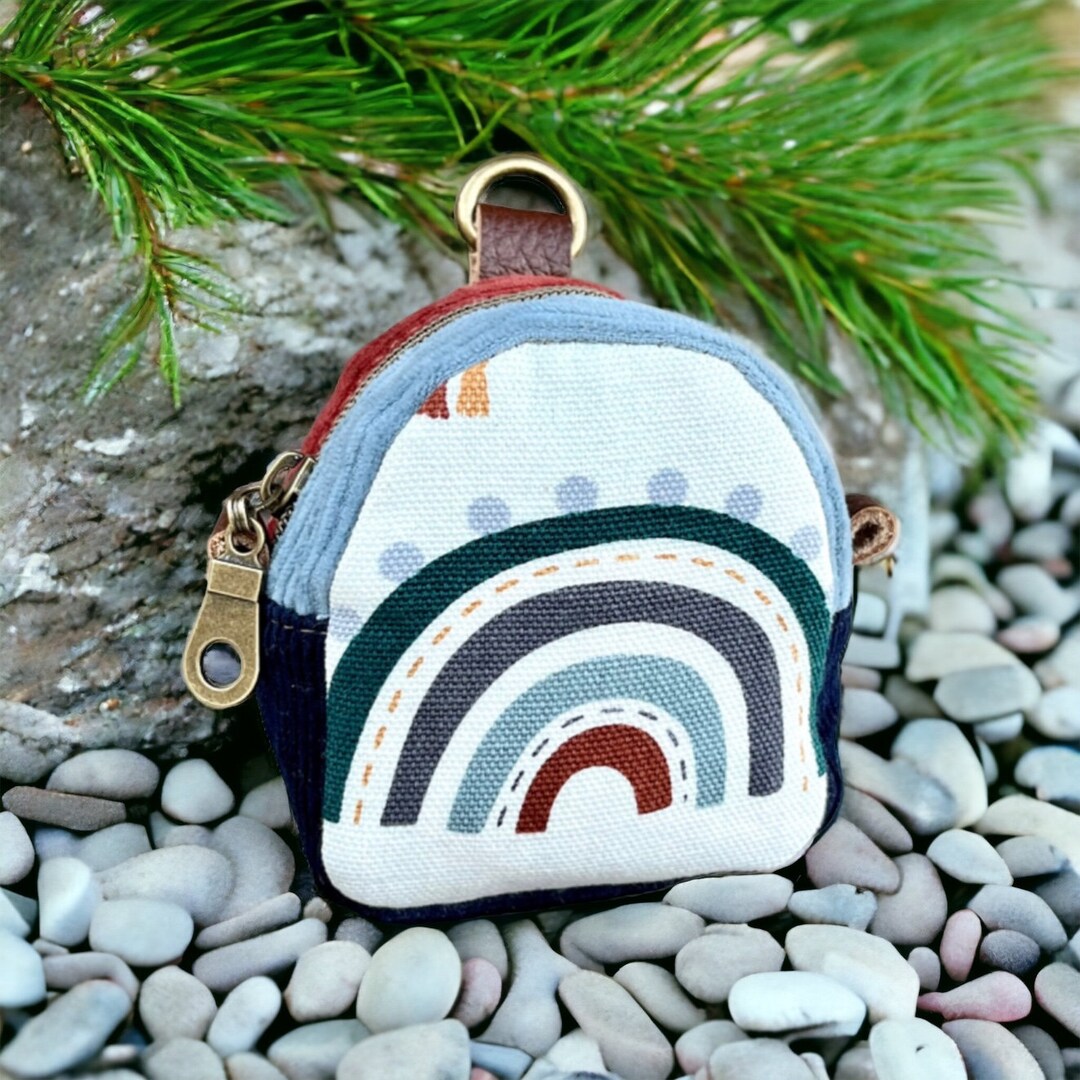 Mini Rainbow Backpack Coin Purse: Corduroy Earbud Case - Etsy
