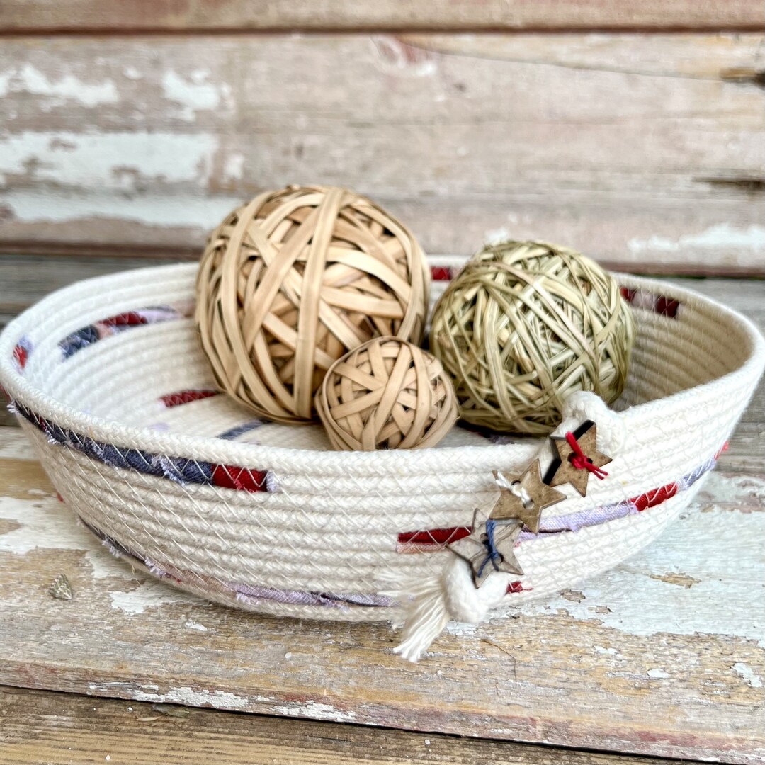 Red White Blue Rope Bowl, Americana Decor, July 4th Basket, July ...