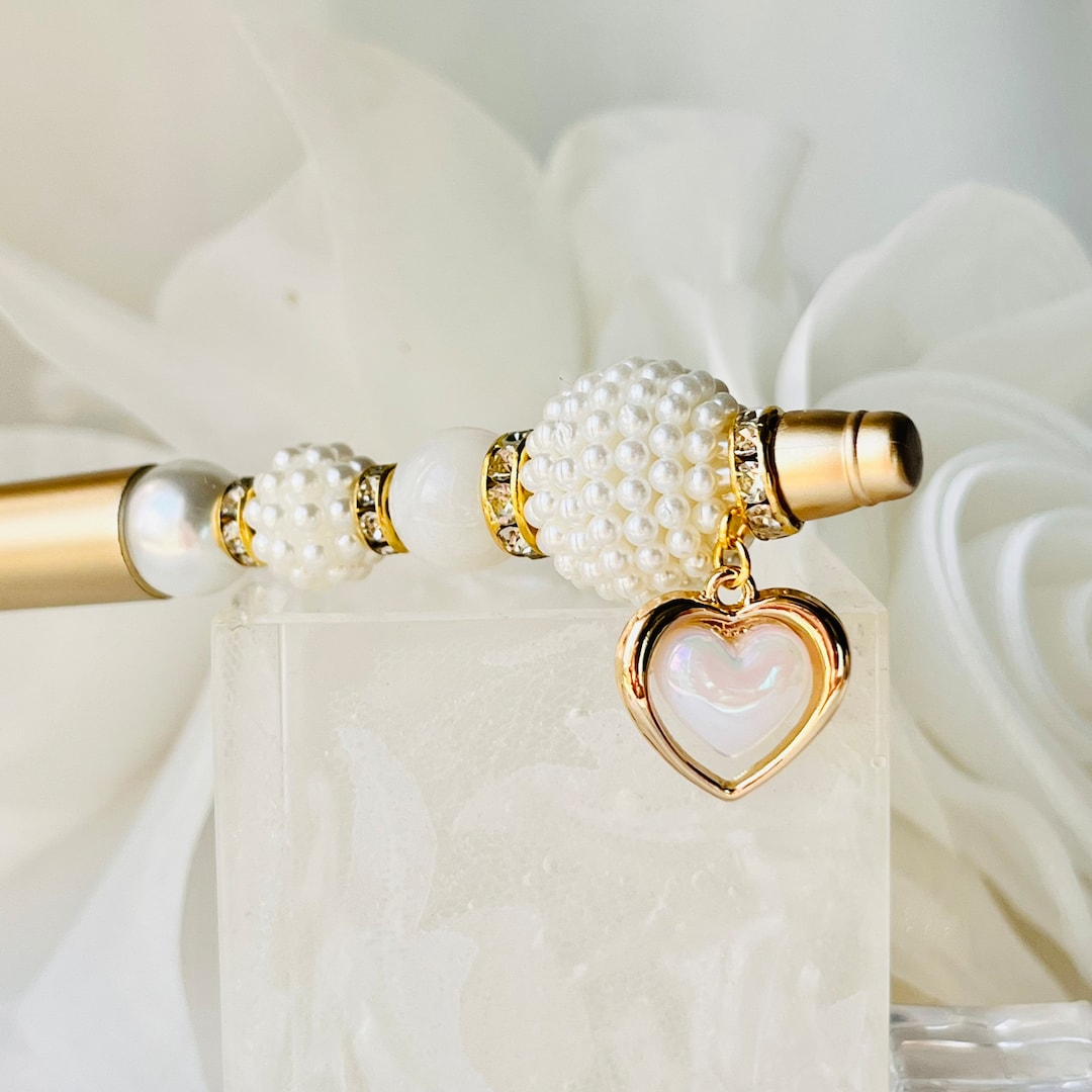 Ivory Pearl Gold Wedding Guest Book Pen, Sign in Table Pen, Fancy ...