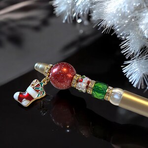 Christmas Beaded Pen, Red and Green Holiday Pen, Secret Santa Gift ...