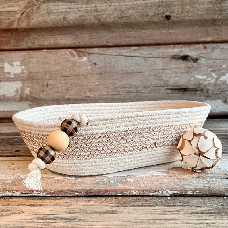 Small Oval Cotton Rope Bowl Coiled Rope Key Dish Entryway - Etsy