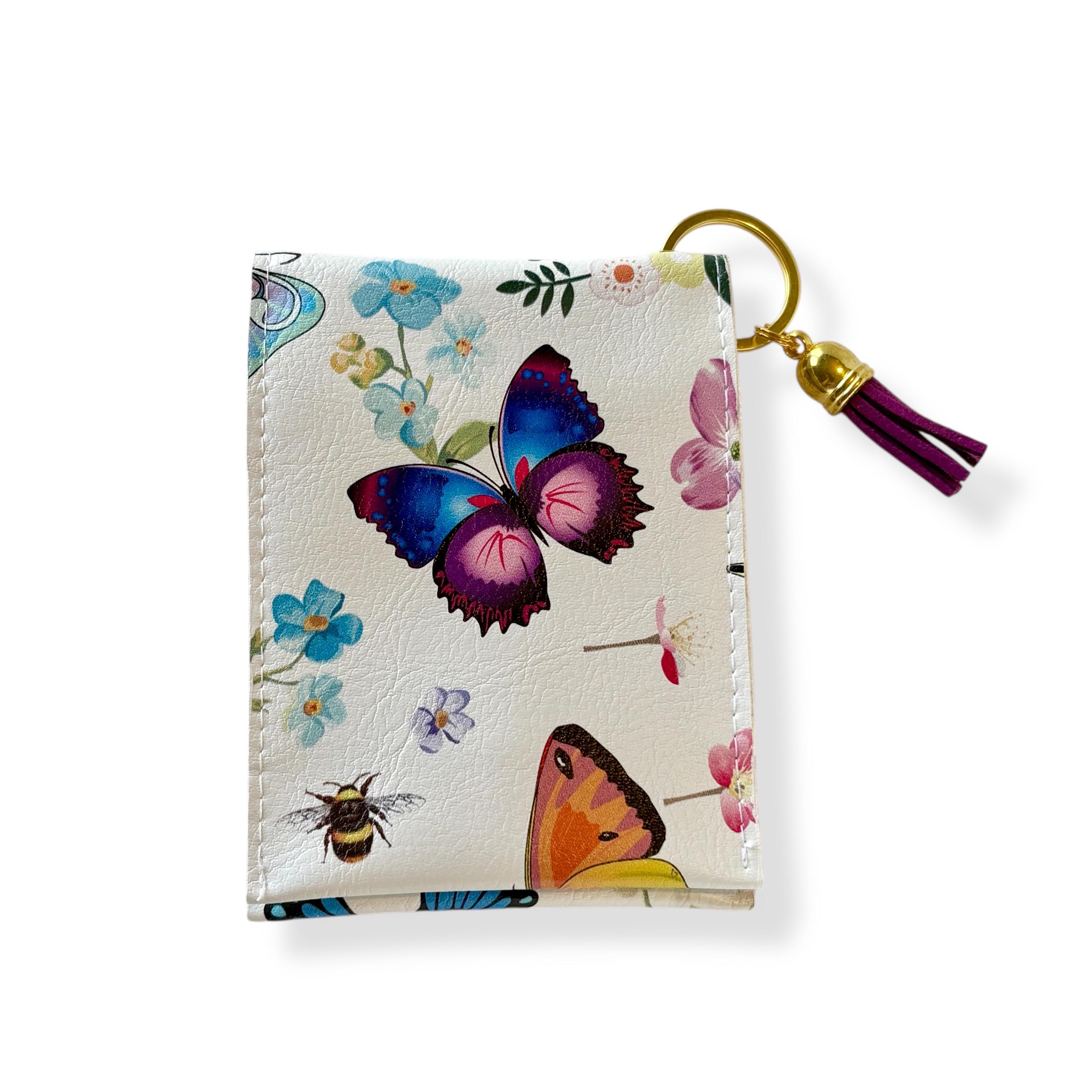 Butterfly Faux Leather Keyring Card Wallet, Minimalist Card Case - Etsy