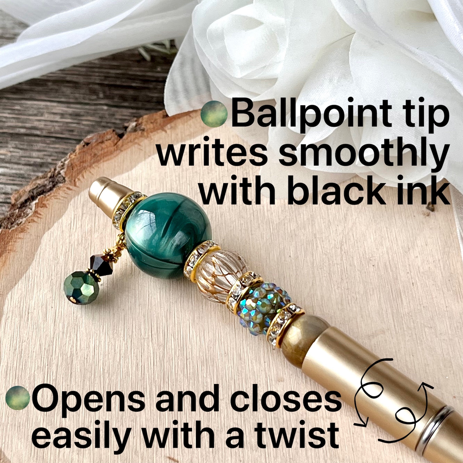 Gold Jade Color Wedding Guest Book Pen Fancy Beaded Pen - Etsy