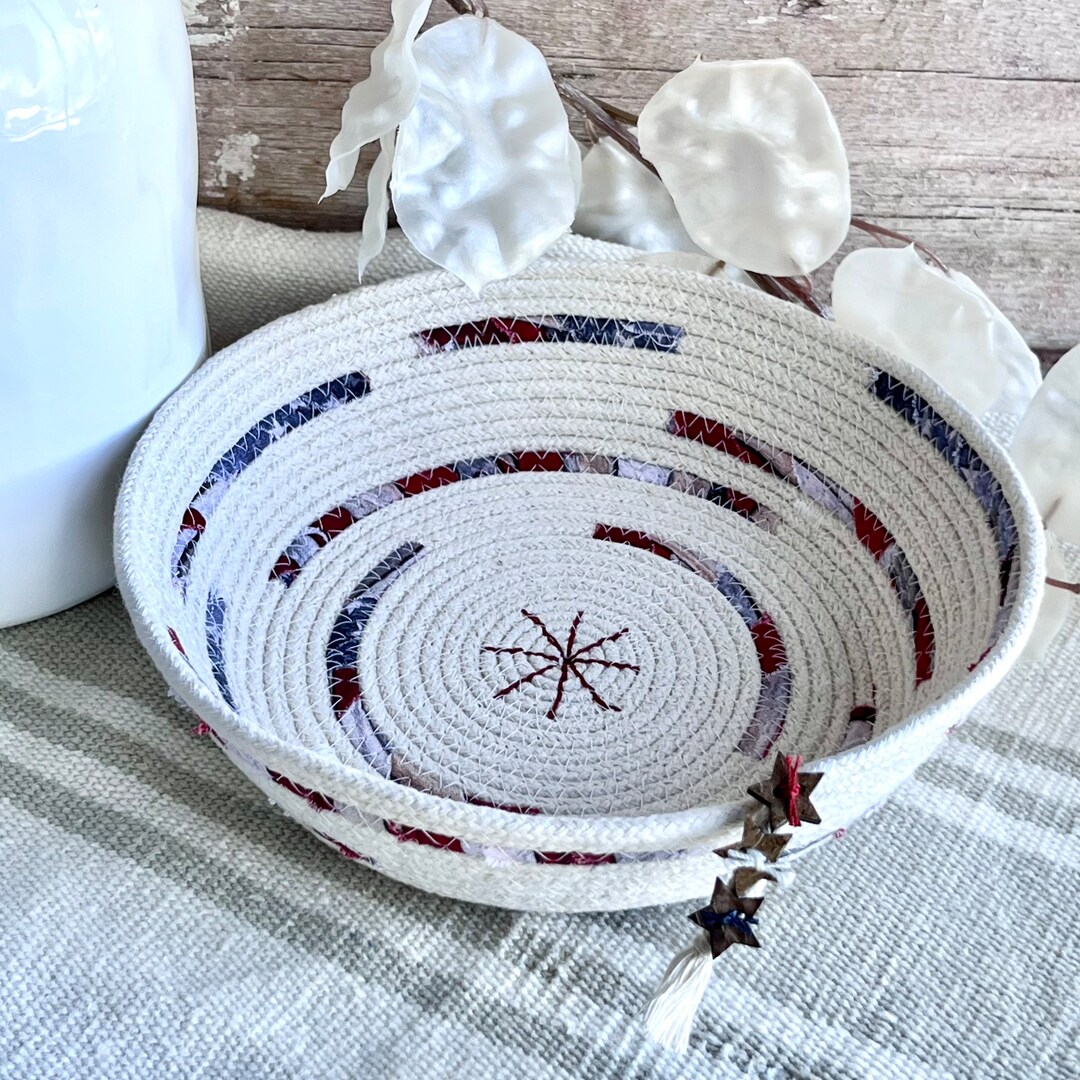 Red White Blue Rope Bowl Americana Decor July 4th Basket - Etsy