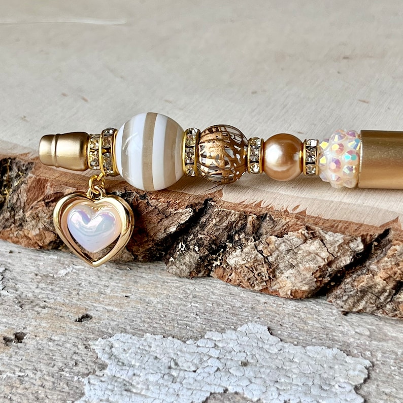 Ivory Beaded Gold Wedding Guest Book Pen Sign in Table Pen - Etsy