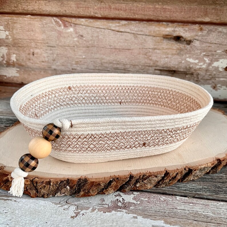 Small Oval Cotton Rope Bowl Coiled Rope Key Dish Entryway - Etsy