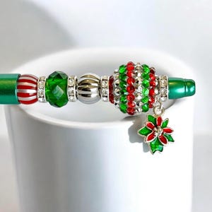 Christmas Poinsettia Beaded Pen, Secret Santa Gift, Stocking Stuffer ...