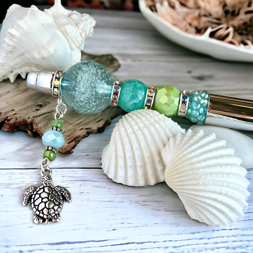 Sea Turtle Beaded Pen, Gift for Beach Girl, Planner Journal Budget Pen ...