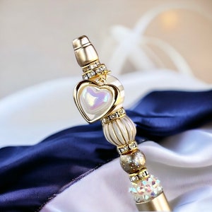 Ivory Beaded Gold Wedding Guest Book Pen, Sign in Table Pen, Fancy ...