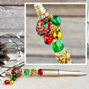 Christmas Beaded Pen: Festive Holiday Jingle Bell Pen - Etsy