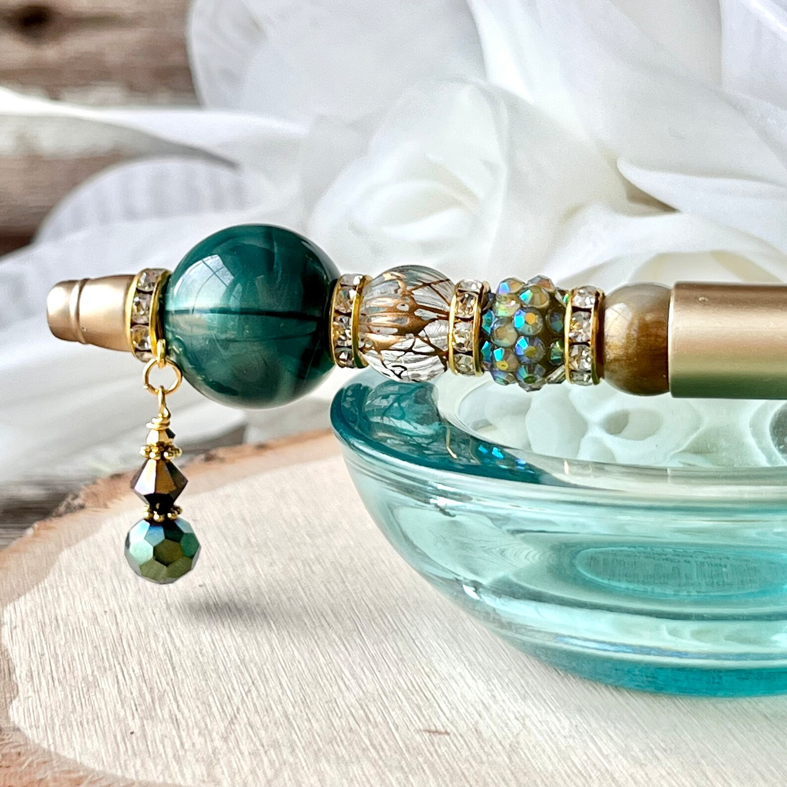 Gold Jade Color Wedding Guest Book Pen Fancy Beaded Pen - Etsy