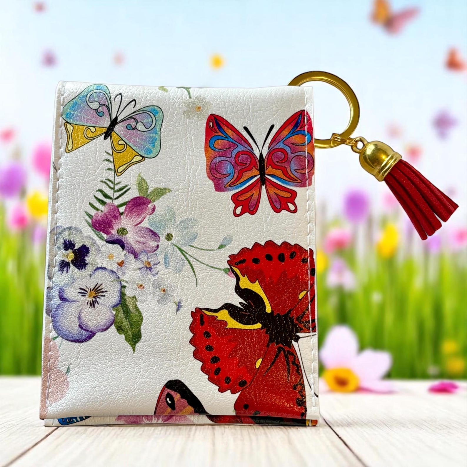 Butterfly Faux Leather Keyring Card Wallet, Minimalist Card Case - Etsy