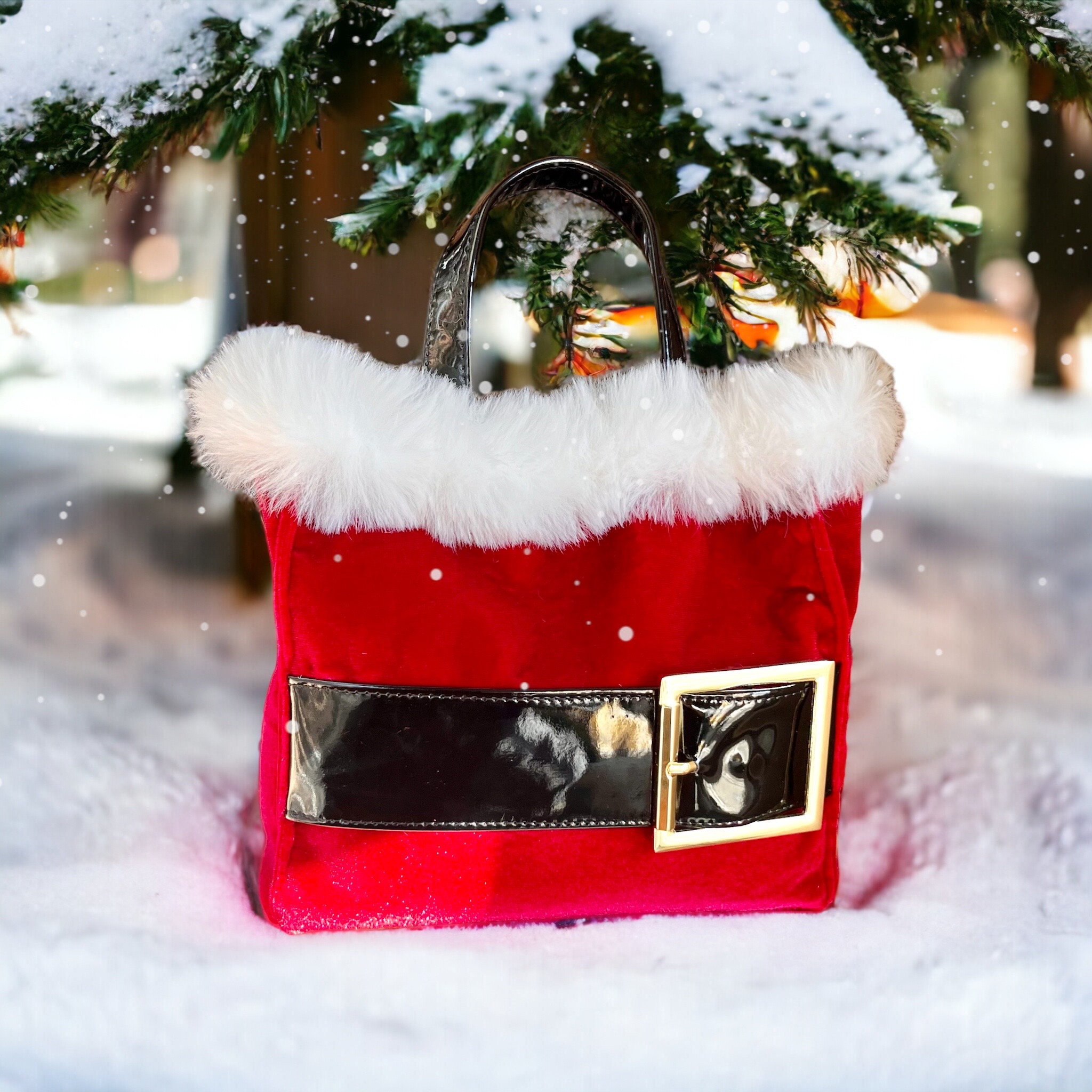 Christmas Purse, Santa Handbag, Festive Holiday Small Tote Christmas Purse, Santa Handbag, Festive Holiday Small Tote