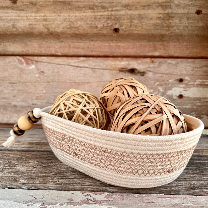 Small Oval Cotton Rope Bowl Coiled Rope Key Dish Entryway - Etsy