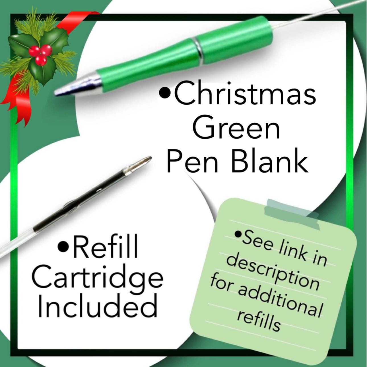 Christmas Poinsettia Beaded Pen, Secret Santa Gift, Stocking Stuffer ...