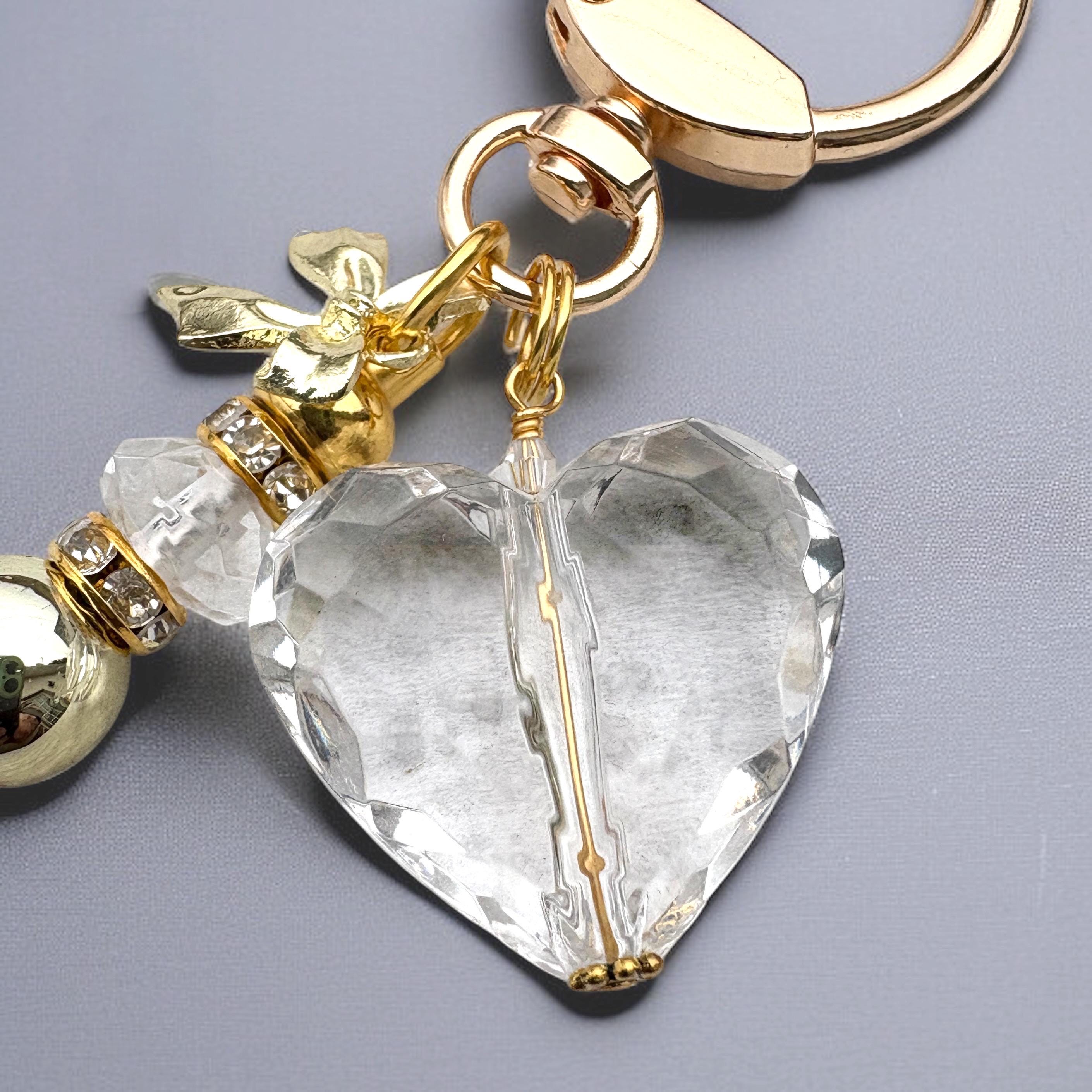 Crystal Clear and Gold Bag Charm - Etsy