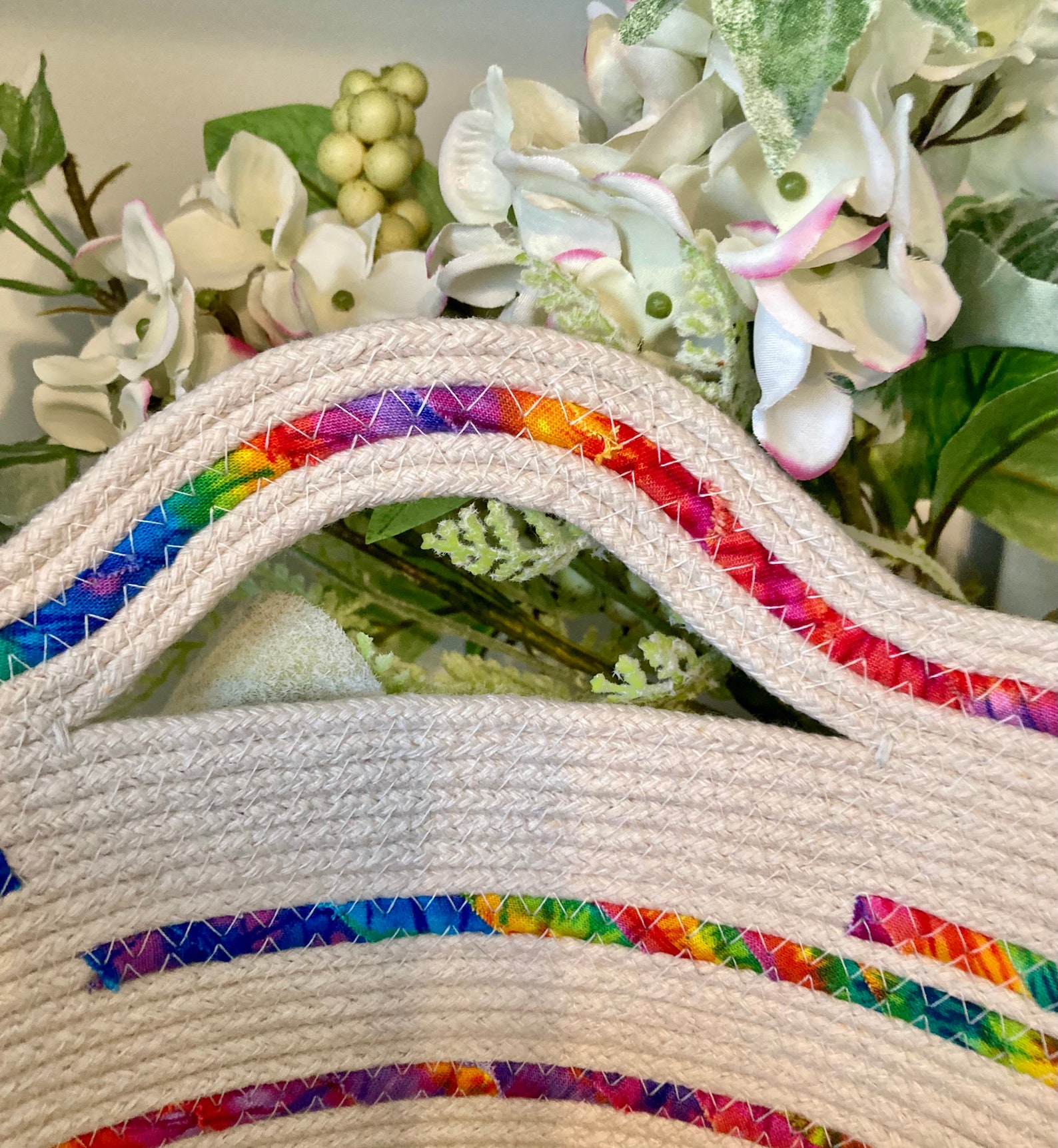 Tie Dye Rainbow Basket Colorful Boho Rope Basket | Etsy