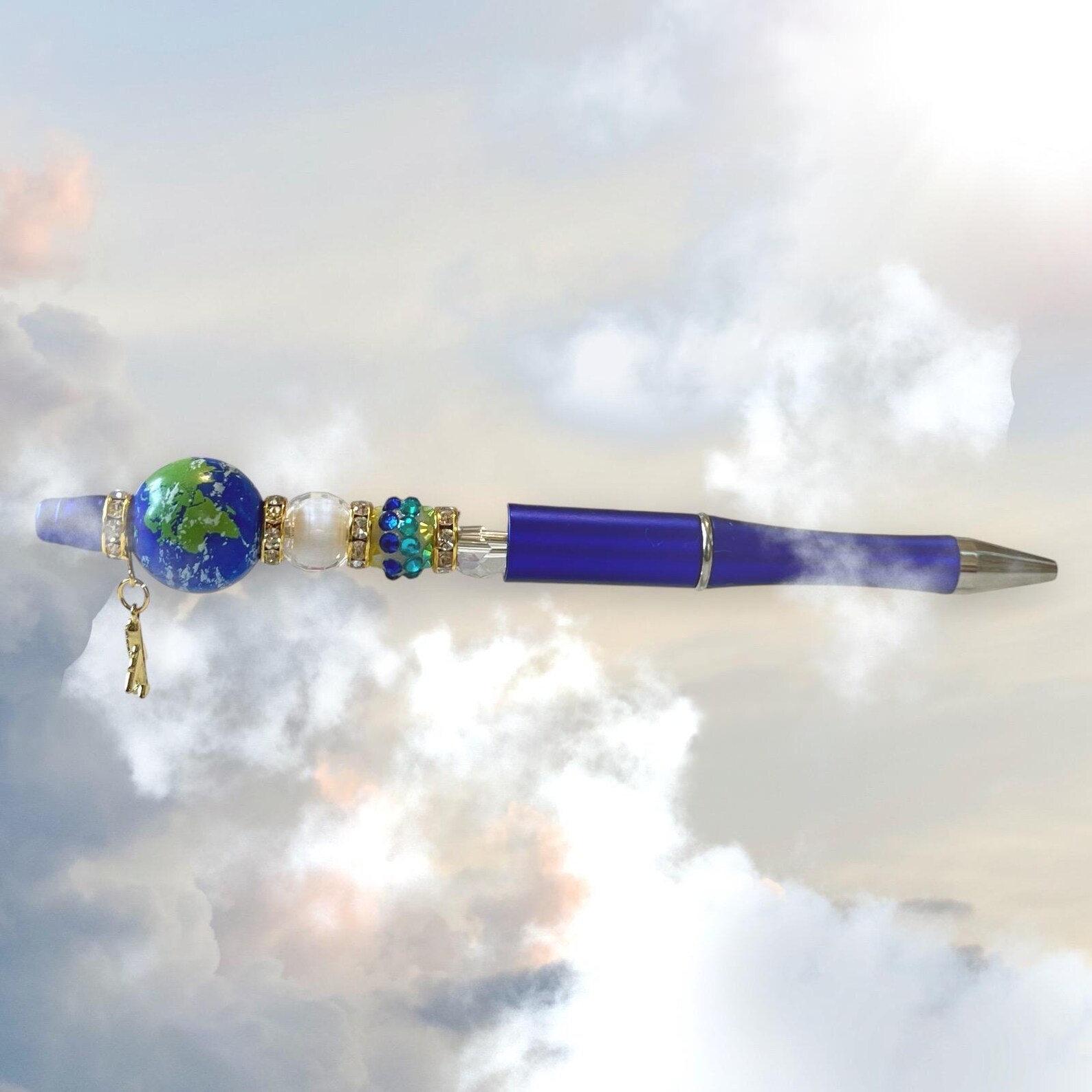 Travel Themed Beaded Pen, Globe Pen With Airplane Charm, Gift for ...