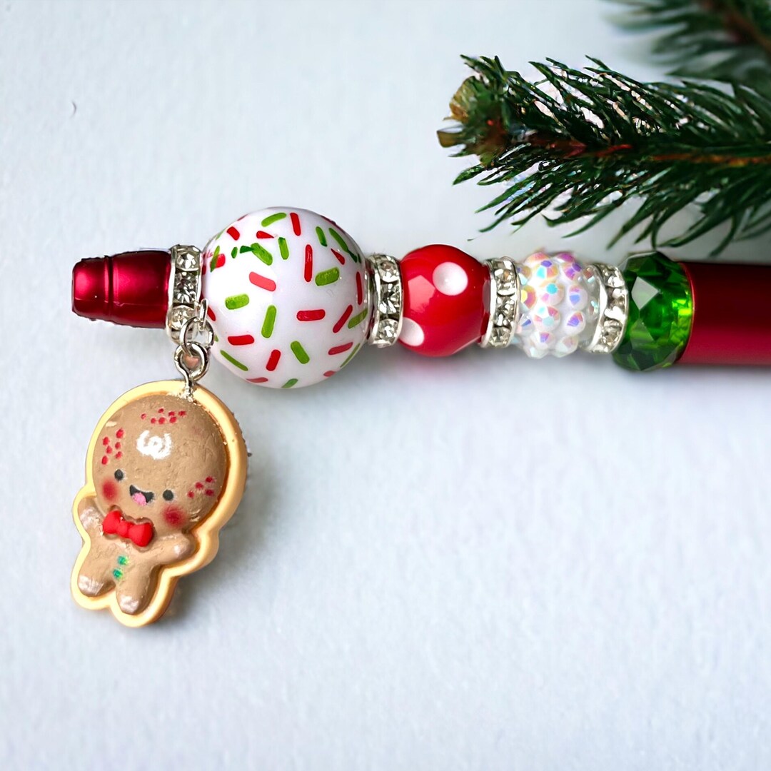 Gingerbread Beaded Christmas Pen, Secret Santa Gift, Stocking Stuffer ...