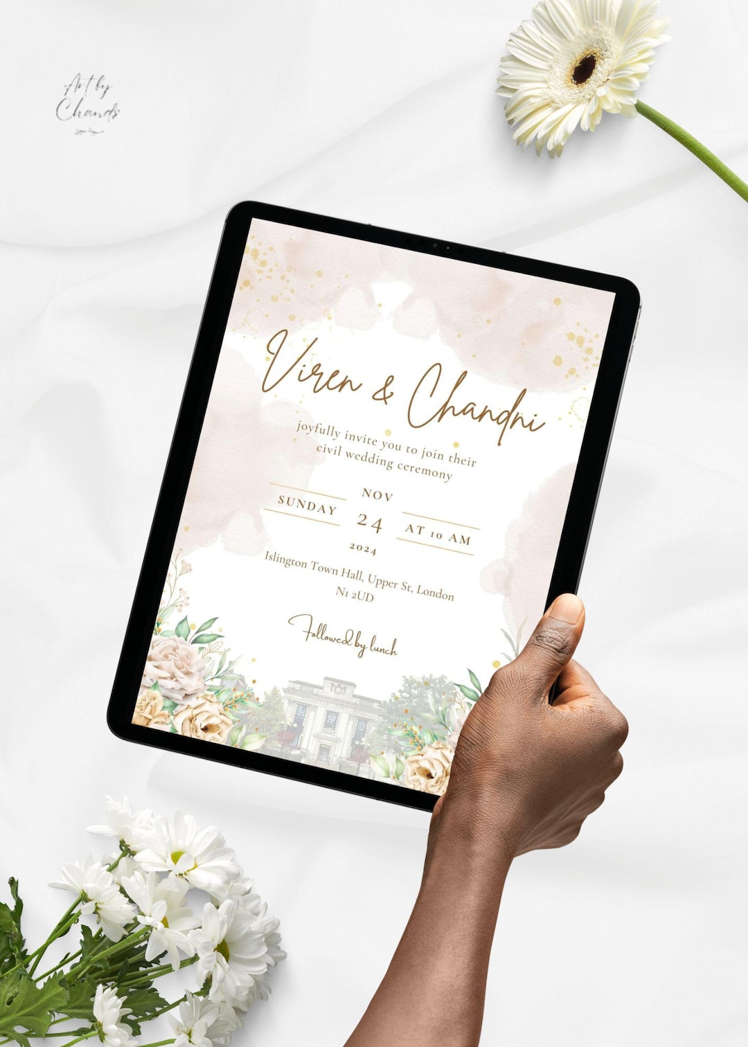 Elegant Civil Wedding Invitation Digital Download, Venue Illustration ...