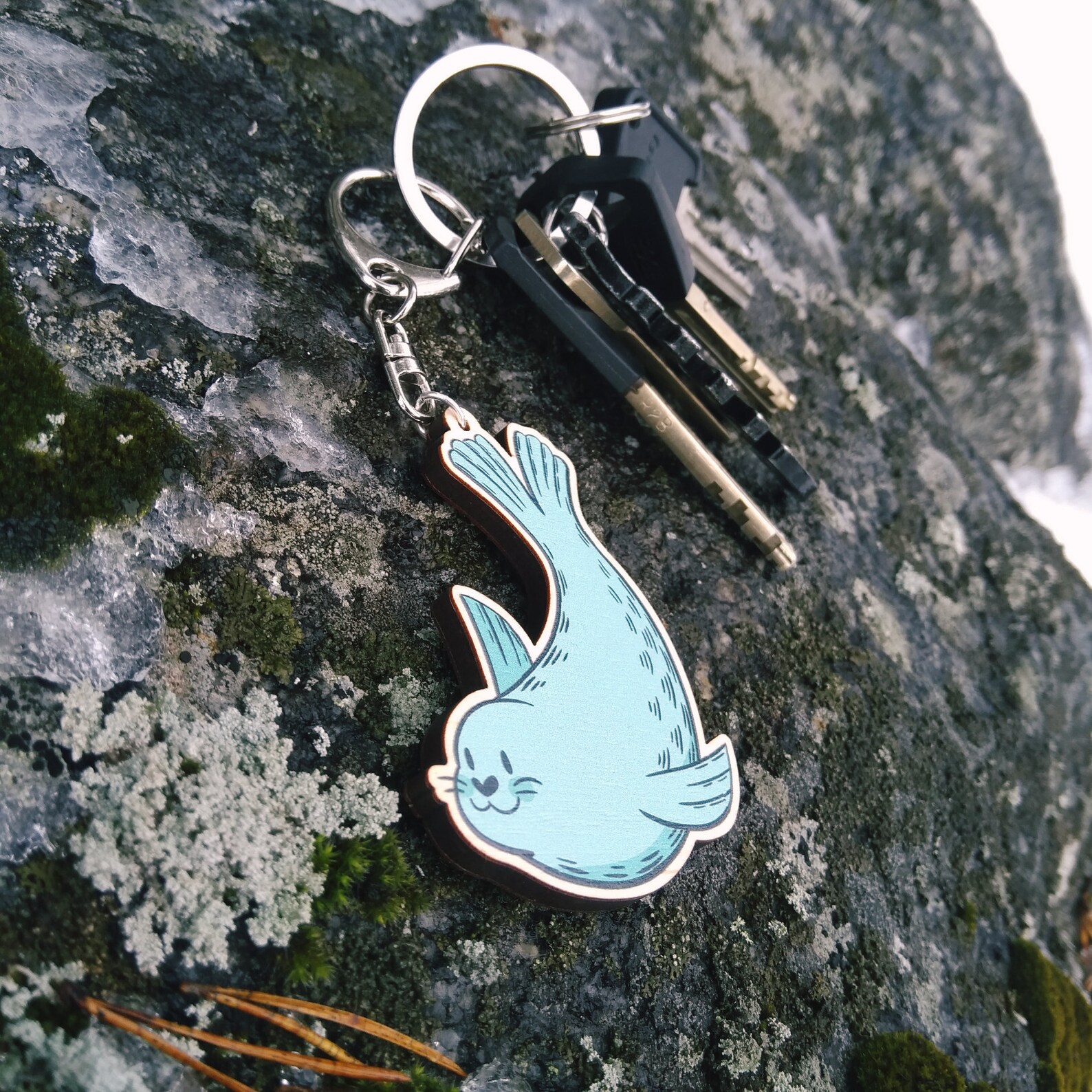 Wooden Seal Keychain / Animal Keyring / Ringed Seal / Sea Lion - Etsy