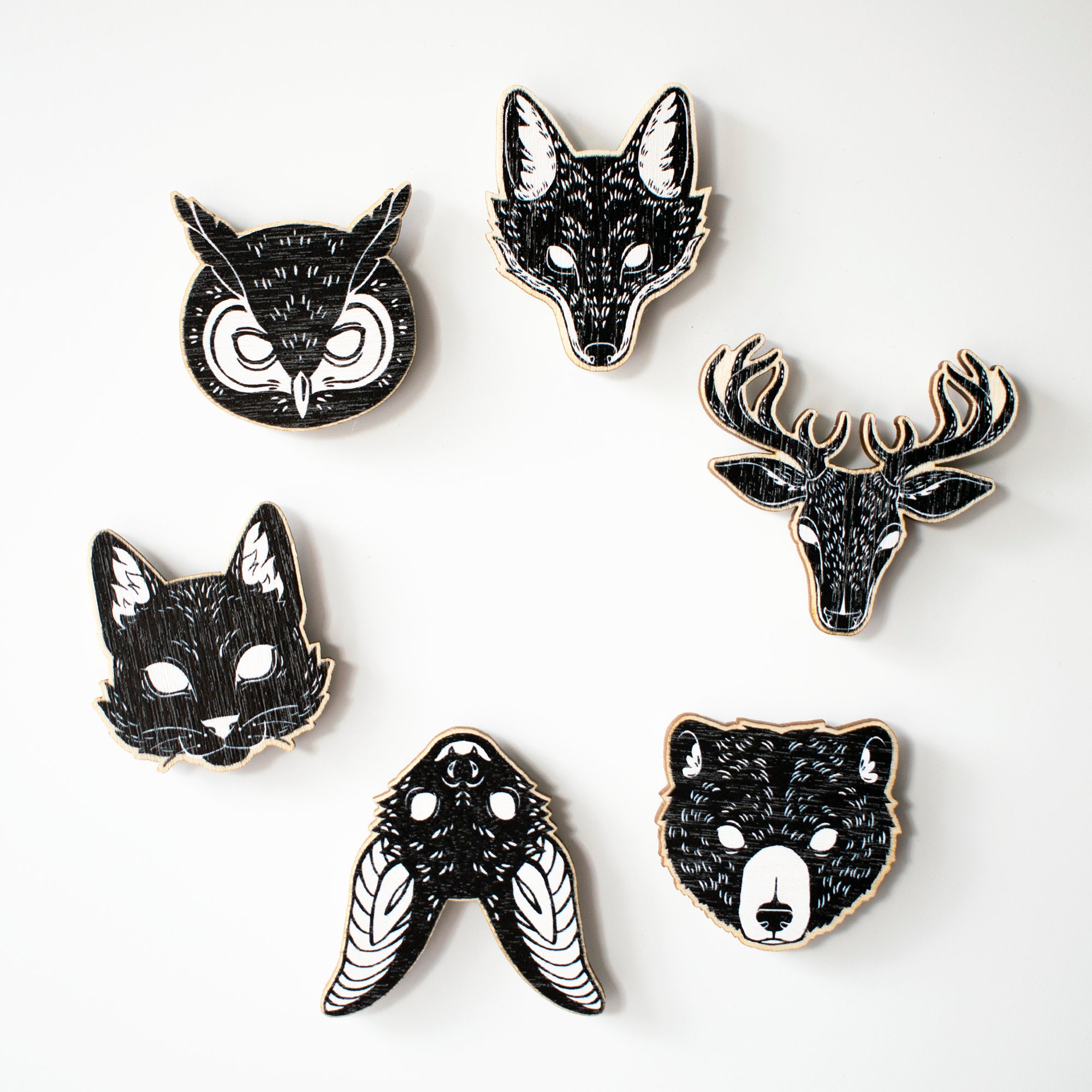 Wooden Animal Magnet / Fox Magnet / Cat Magnet / Bear Magnet / Deer ...