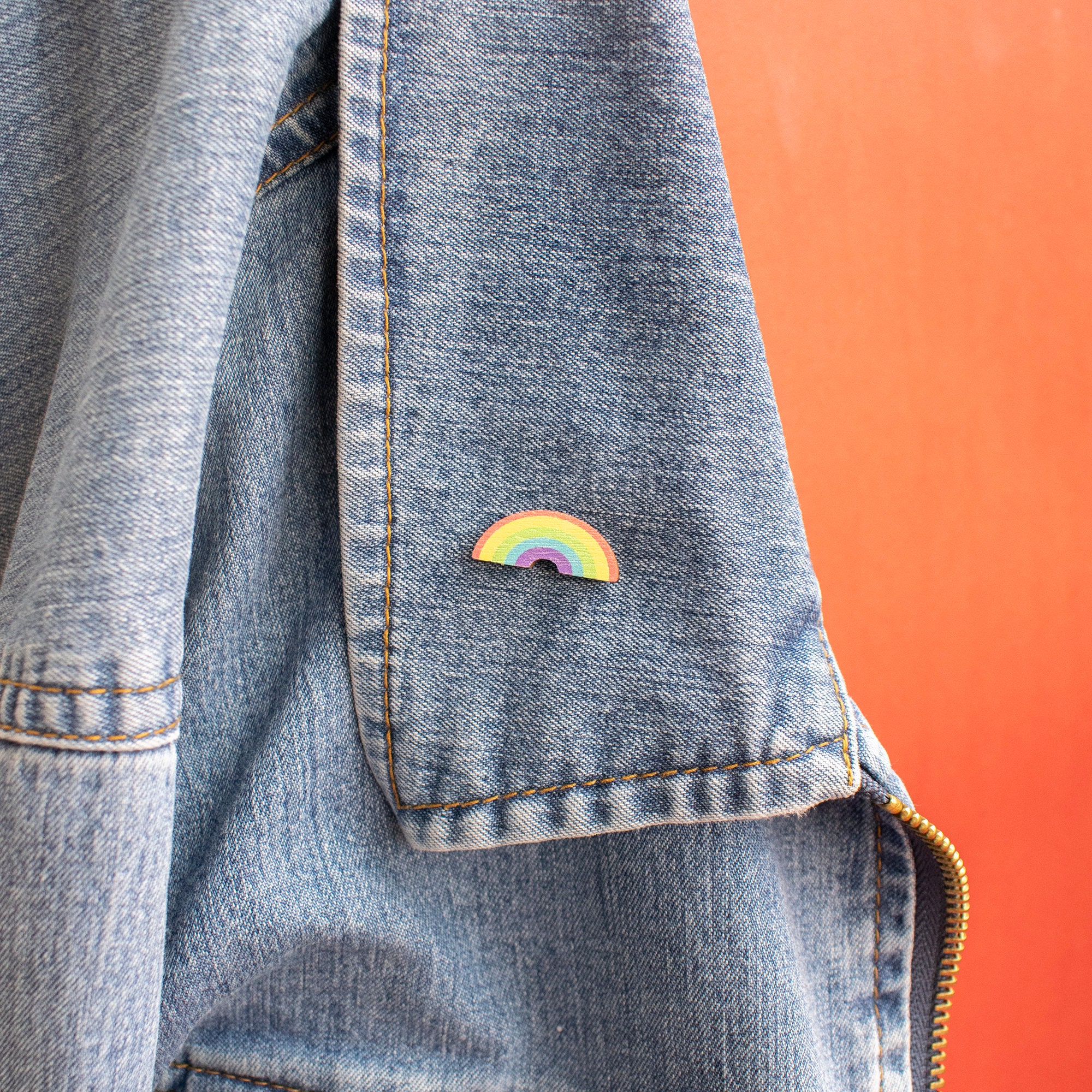 Wooden Rainbow Pin Badge / Rainbow Brooch / LGBT Pin / Pride Pin / Eco ...