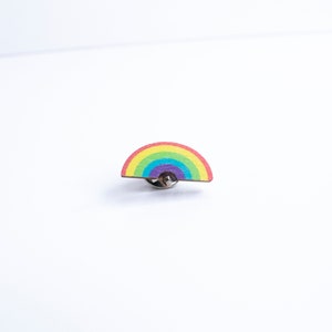 Wooden Rainbow Pin Badge / Rainbow Brooch / LGBT Pin / Pride Pin / Eco ...