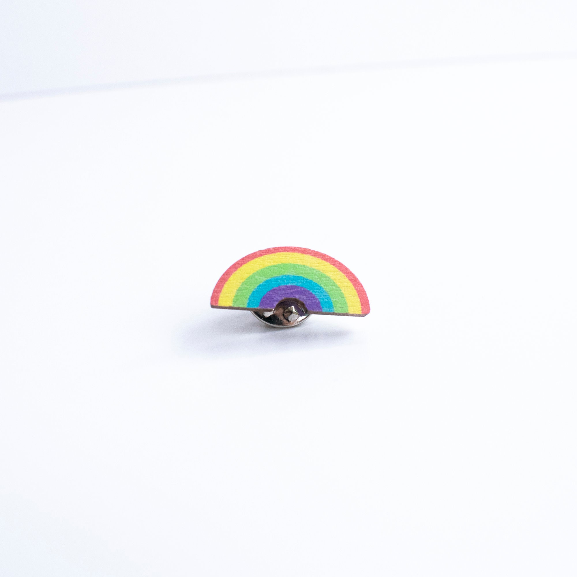 Wooden Rainbow Pin Badge / Rainbow Brooch / LGBT Pin / Pride Pin / Eco ...