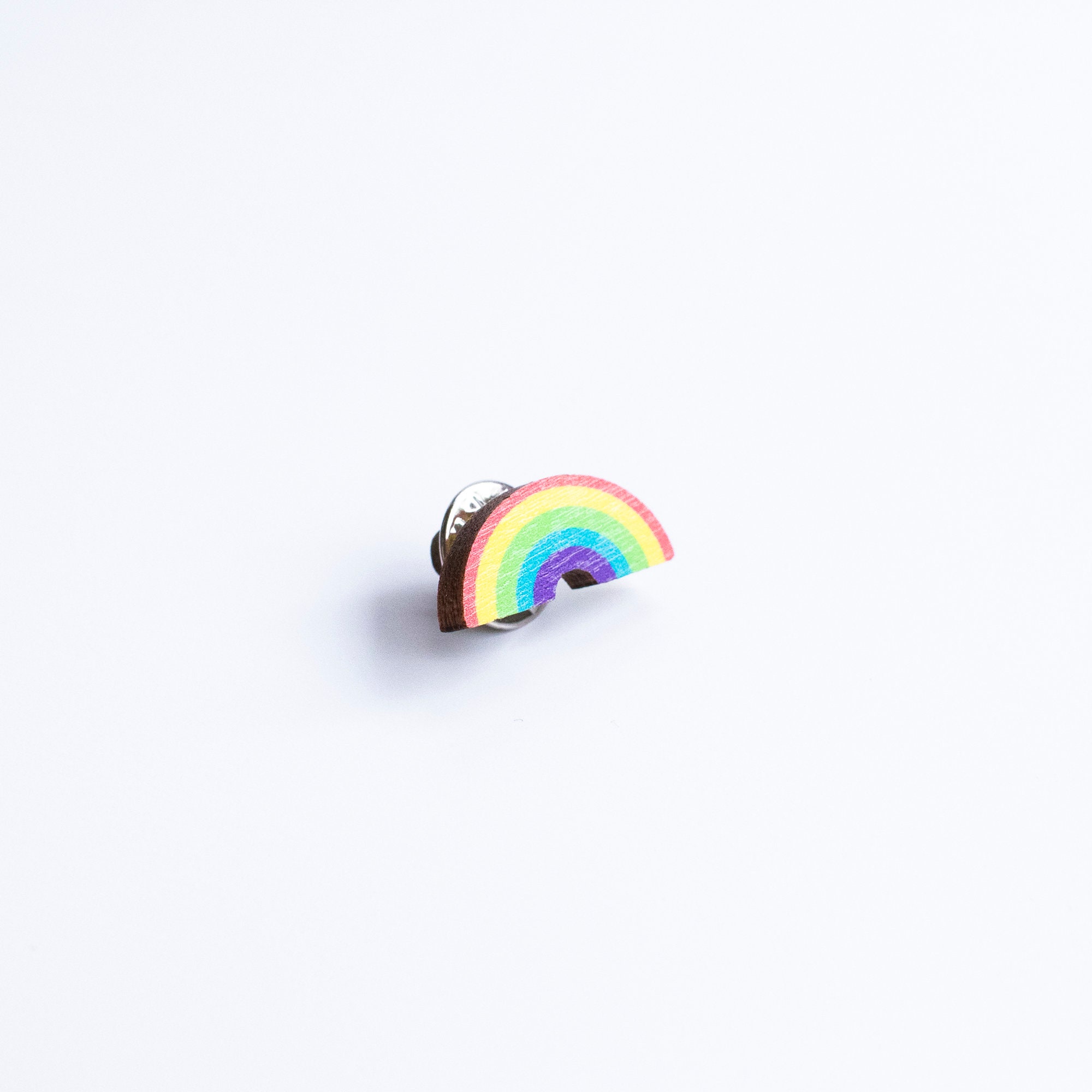 Wooden Rainbow Pin Badge / Rainbow Brooch / LGBT Pin / Pride Pin / Eco ...