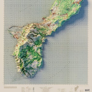 Guam Mariana Islands USA Topographic map 1965 Shaded | Etsy