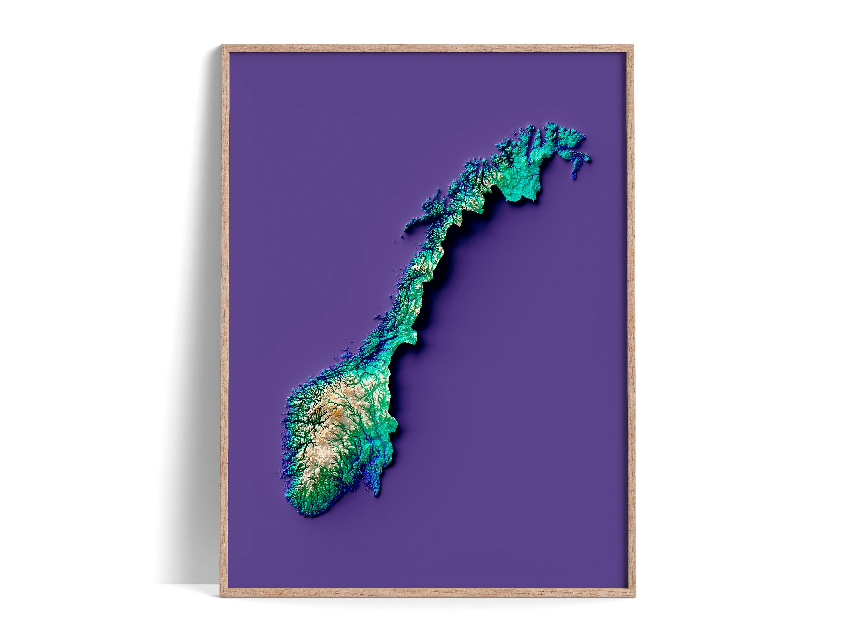 Norway Elevation Map viridis 2D Poster Shaded Relief Map, Fine Art Wall Decor, Travel Poster - Etsy