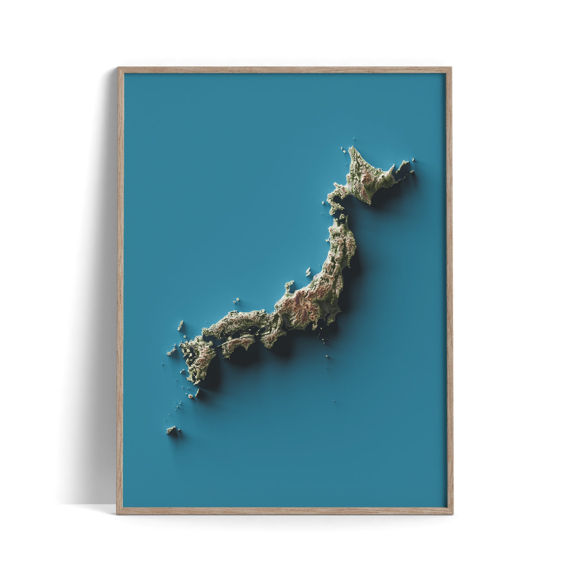 Japan Elevation Map geolight 2D Poster Shaded Relief Map, Fine Art Wall ...