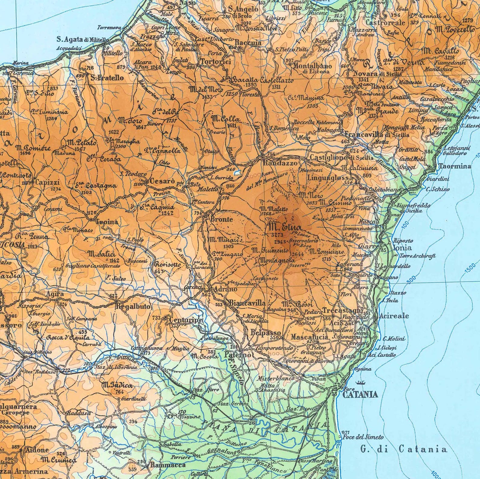 Sicily Topographic Map 1943 - Restored Historical Map Print - Etsy