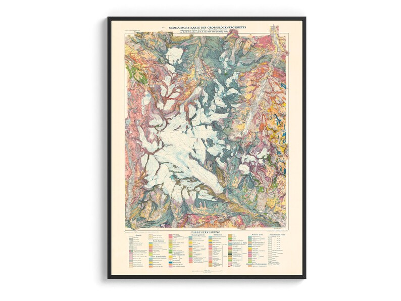 1939 Grossglockner austria Map High Quality Vintage Reprinted Poster ...