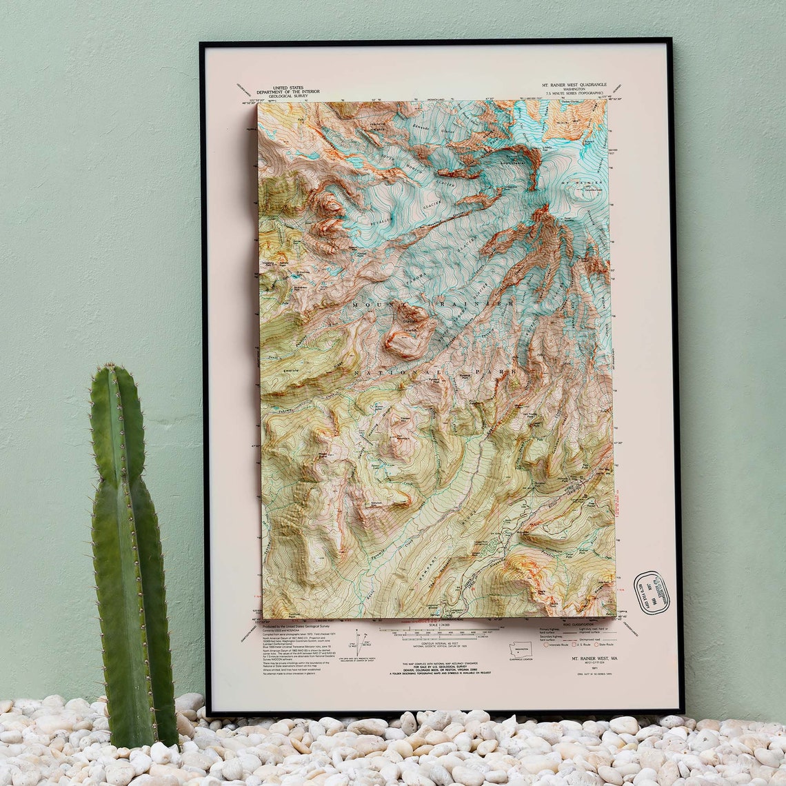 Mt Rainier washington USA Topographic Map of 1971 2D - Etsy