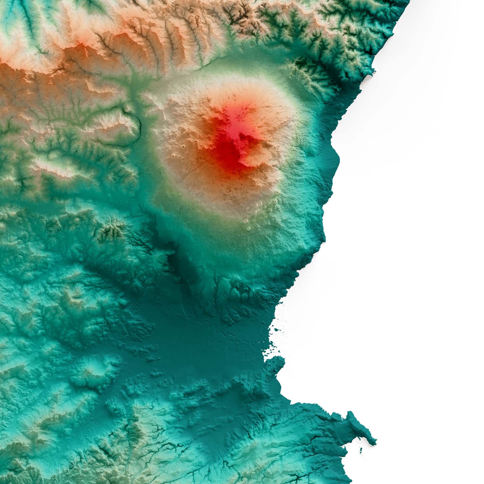 Sicily (italy) Elevation Map (spectral): Flat Shaded Relief Print Art ...