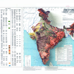 India Soil Map of 1985 2D Poster Shaded Relief Map Fine Art - Etsy