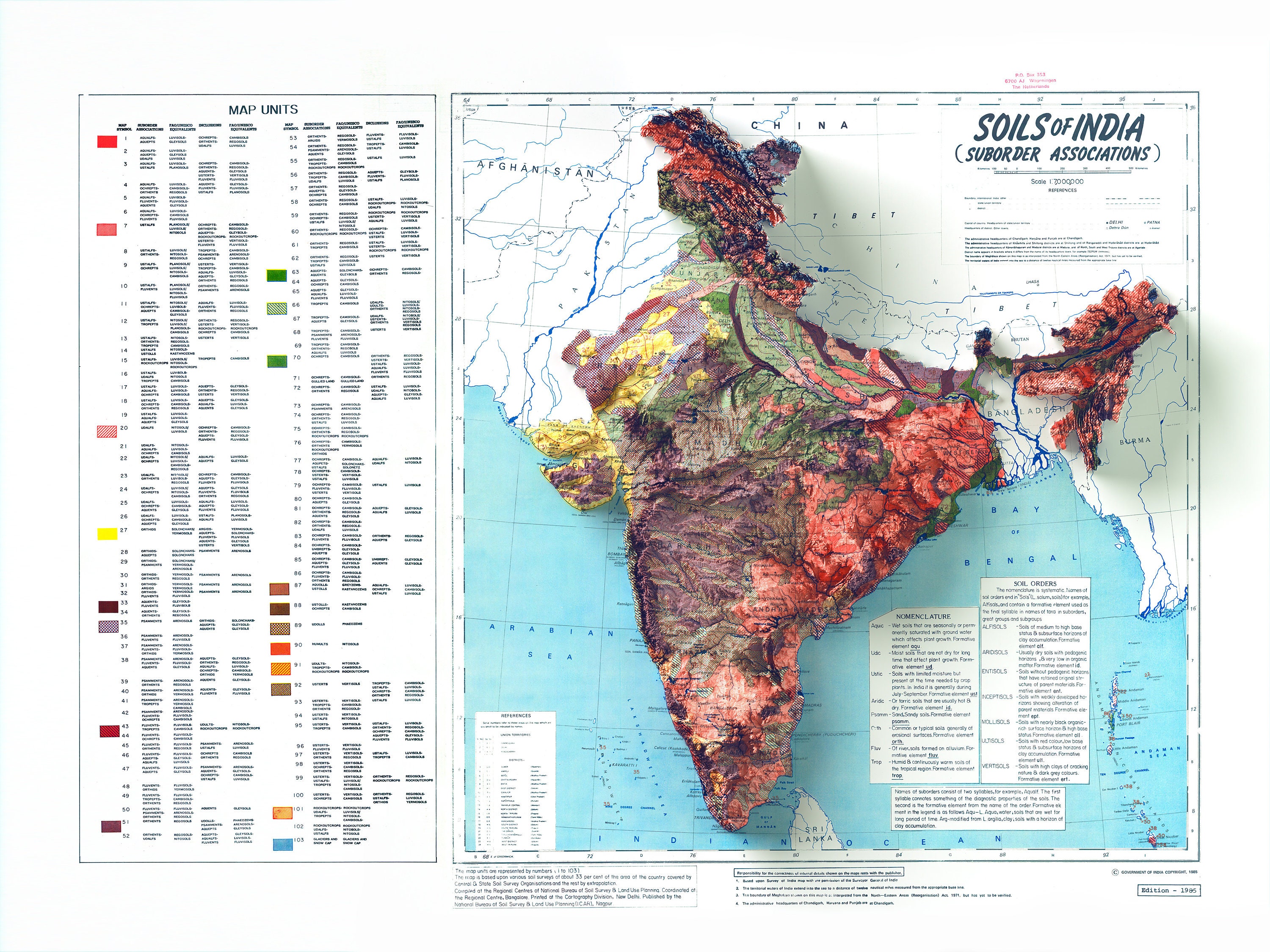 India Soil Map of 1985 2D Poster Shaded Relief Map Fine Art - Etsy