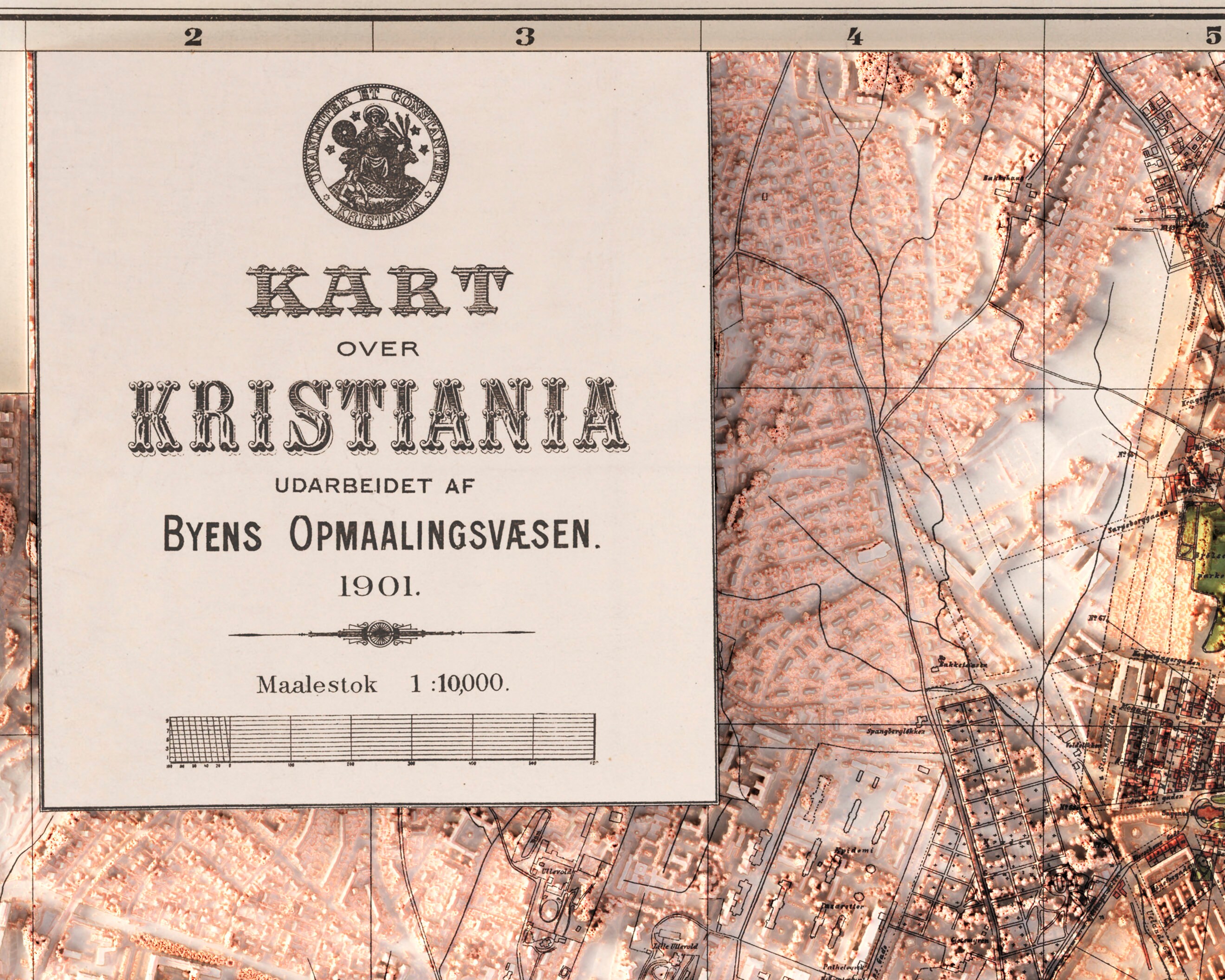 Oslo norway City Map of 1901 2D Poster Shaded Relief Map - Etsy